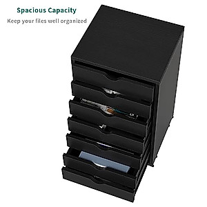 YITAHOME 7 Drawer Chest, Mobile File Cabinet with Wheels, Home Office Storage Dresser Cabinet, Black