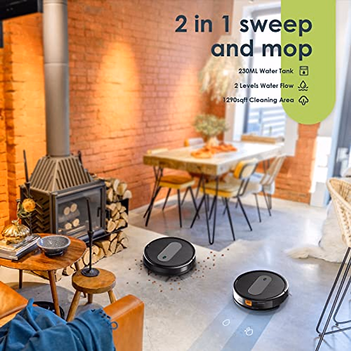 Robot Vacuum and Mop Combo, 3 in 1 Mopping Robotic Vacuum with Schedule, App/2.4Ghz Wi-Fi/Alexa, 1600Pa Max Suction, Self-Charging Robot Vacuum Cleaner, Slim, Ideal for Hard Floor, Pet Hair, Carpet