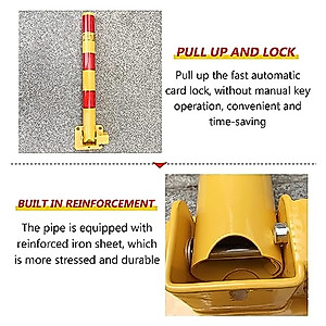 Car Parking Space Lock Bollard, High Visibility Yellow and Red Lockable Fold Down Car Parking Barrier Post, Private Car Park Driveway Guard Saver Blocker with Locking Base (Color : Black)