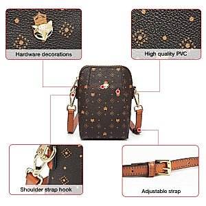 FOXLOVER PVC Faux Leather Signature Crossbody Purses for Women Casual Mini Shoulder Bags with Adjustable Strap Ladies Cellphone Purse Women’s Small Zipper Bags