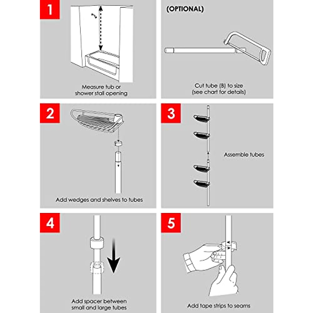 Zenna Home 2130NN Shower Tension Pole Caddy, Satin Nickel