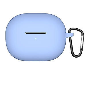 2 Pack DAYJOY Soft Silicone Protective Case Cover Compatible with Redmi Buds 3 Lite Earbuds, Protective Skin Sleeve with Carabiner (Light Blue+White)