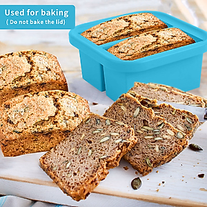 NAKTOW 2-Cup Silicone Freezer Tray with Lid - 2 Pack - Make 4 Perfect 2-Cup Portions - Easy Release Molds for Food Storage & Freeze Soup, Broth, Stew or Sauce Color Aqua (Aqua)