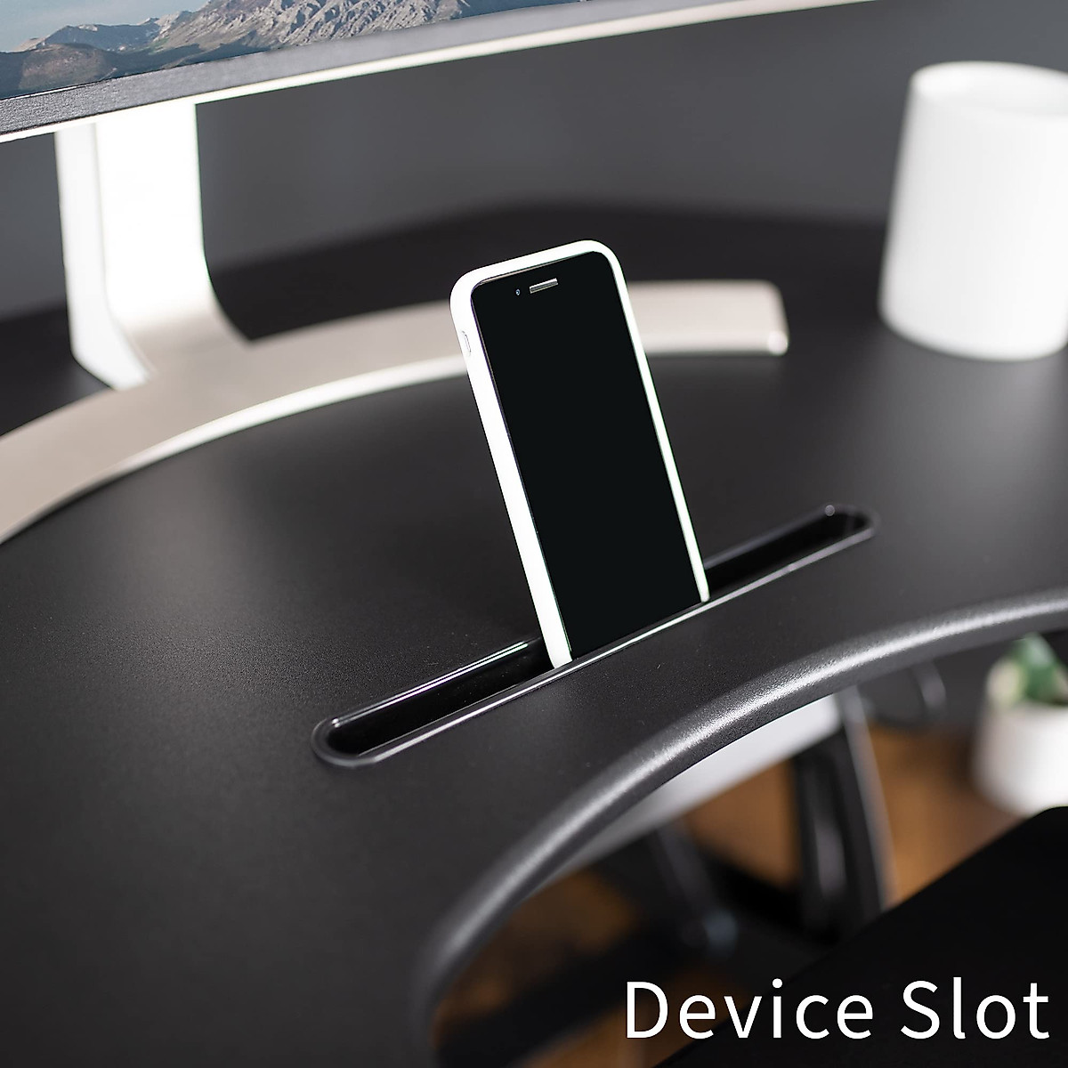 VIVO Black Electric Corner Height Adjustable 43 inch Cubicle Standing Desk Converter, Quick Sit to Stand Tabletop Dual Monitor Riser, DESK-V000VCE