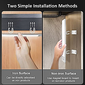 Benreom Under Cabinet Lights with 3 Color Temperatures, Rechargeable Battery Operated Lights, Wireless Motion Sensor Light Indoor, 64 LED Under Cabinet Lighting, Closet Lights for Kitchen, Counter