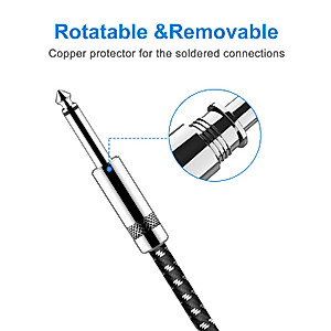 RIYO Guitar Cable 10 Feet Electric Instrument Cable 1/4 inch Straight to Straight for Electric Guitar, Bass Guitar, Keyboard, Pro Audio（Black-White）