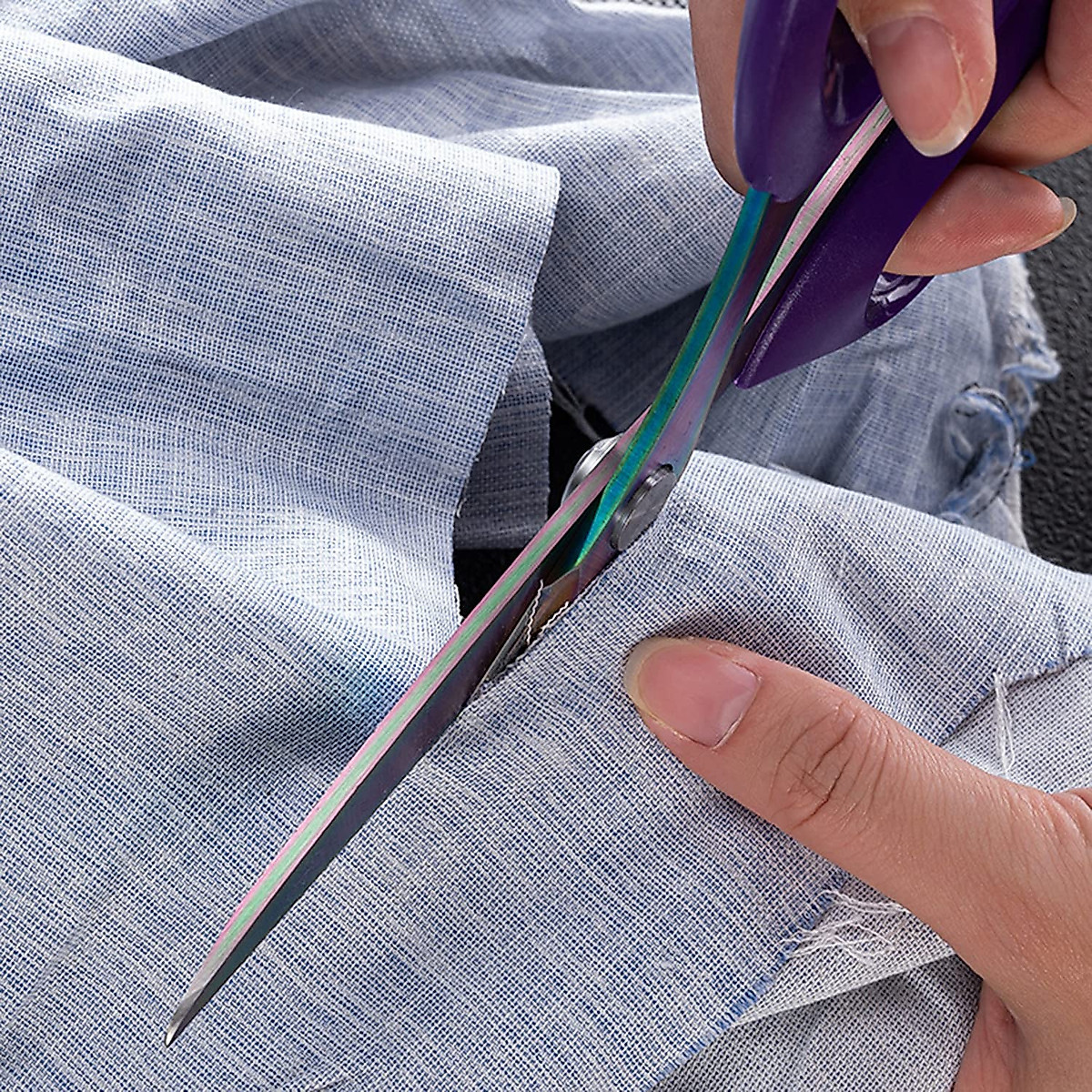 SIRMEDAL Rust-proof Titanium Coated Stainless Steel Multipurpose 8” Rainbow&Purple Scissors Fabric Textile Dressmaking Craft Office Home Daily Use