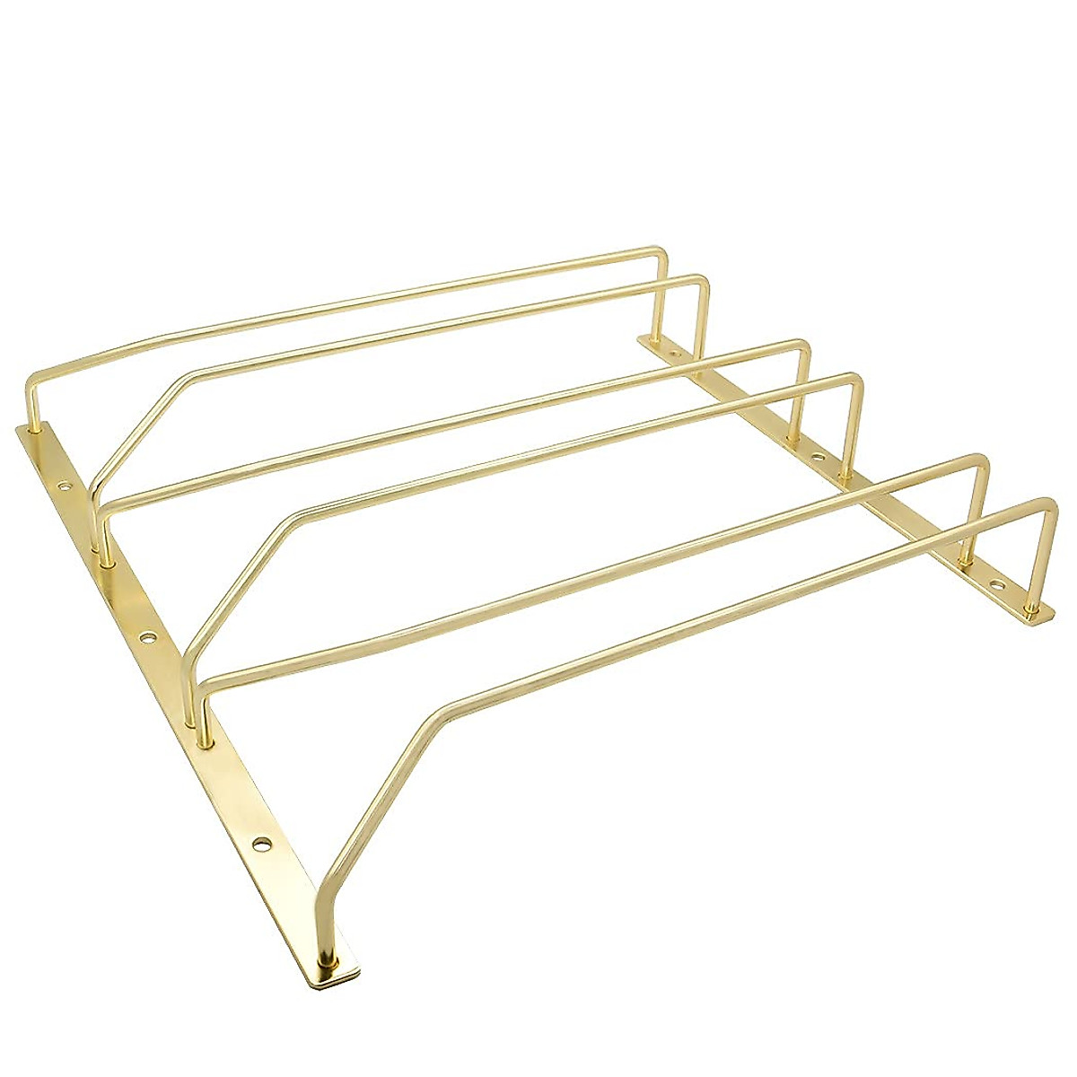 zoohot 30.5cm Wine Glass Rack - Under Cabinet Stemware Wine Glass Holder Glasses Storage Hanger Metal Organizer for Bar Kitchen, Gold Finish (3 Rows, 1 Pack)