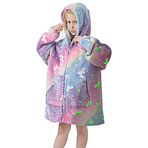 MeMoreCool Wearable Blanket Kids Blanket Hoodie, Hooded Blanket Kids Comfy Blanket Sweatshirt, Toddler Blanket with Hood