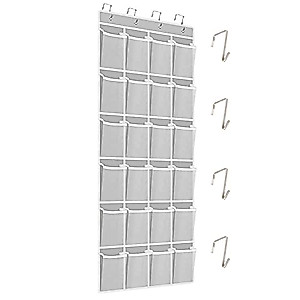 N/C Over The Door Shoe Organizer,Hanging Shoe Organizer for Closet Organizers and Storage,24 Large Mesh Breathable Pockets Hanging Shoe holder,Over The Door Shoe Rack with 4 Hooks