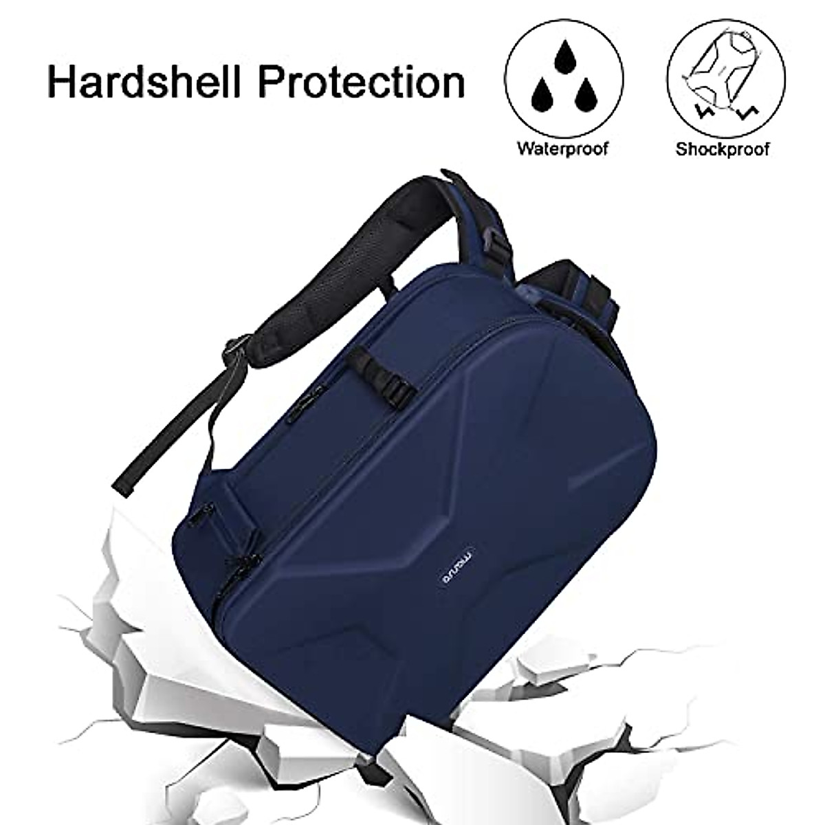 MOSISO Camera Backpack, DSLR/SLR/Mirrorless Photography Camera Bag 15-16 inch Waterproof Hardshell Case with Tripod Holder&Laptop Compartment Compatible with Canon/Nikon/Sony, Navy Blue