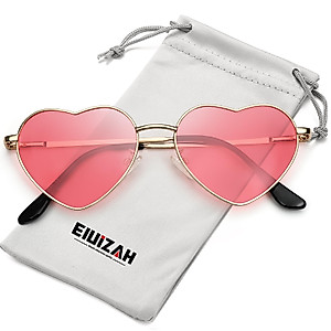 Eiuizah Polarized Heart Sunglasses for Women Men - Cute Trendy Sun Glasses Metal Frame UV400 Protection Lens