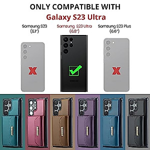 Strapurs Samsung Galaxy S23 Ultra Case, Samsung Galaxy S23 Ultra Case Wallet with Card Holder, Phone Case for Samsung S23 Ultra 5G Protective Shockproof Premium Leather Cases for Women Men,Purple