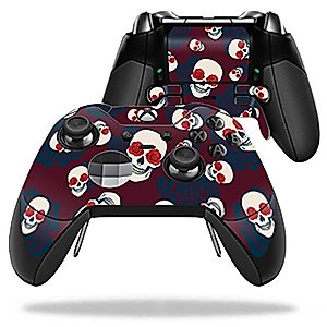 MightySkins Skin Compatible with Microsoft Xbox One Elite Controller - Skulls N Roses | Protective, Durable, and Unique Vinyl wrap Cover | Easy to Apply, Remove, and Change Styles | Made in The USA