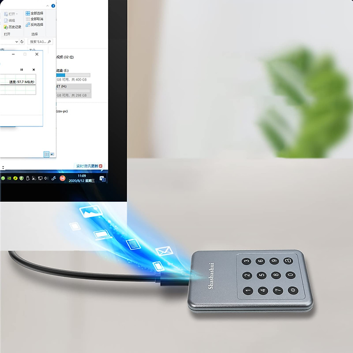 sasashui Encrypted Hard Drive AES256 encrypted Hard Drive with Password (1TB)