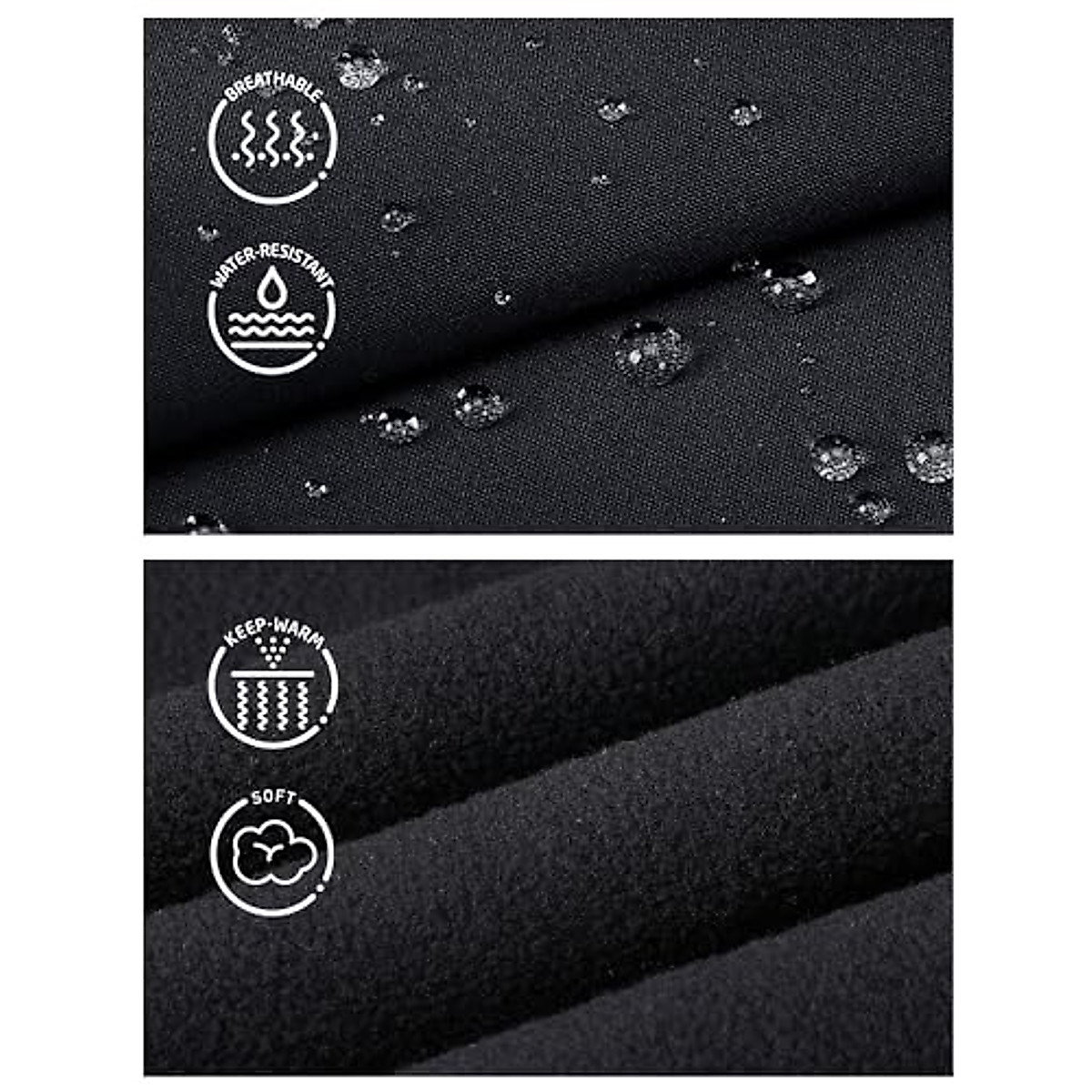 Haimont Women’s Water Resistant Fleece Lined Jackets with Hooded Softshell Windproof Outdoor Skiing Zip Pocket Winter Coat Black XL