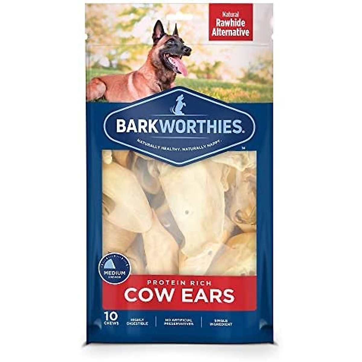 Barkworthies Cow Ears Dog Chews - 2 Pack High Protein Cow Ear All Natural Dog Treats - Grain Free, Rawhide Free Protein Chews for Puppy Teething, Dog Training, and Aggressive Chewer with E-Book