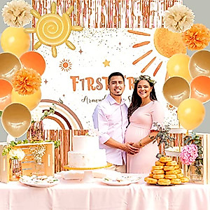 First Trip Around the Sun Birthday Decorations Boho Sun First Birthday Party Banner Cake Decorating Dessert Table Background Good for First Birthday Baby Shower Party Supplies