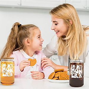 KLUBI In My Mom Era Cup 16oz Gifts for New Mom Gifts Mom Glass Cup with Straw Mom Mug Best Mom Gifts Mom Cups Mom Birthday Gifts for Mom Birthday Gifts for New Mothers Presents for Mom Mama Gifts