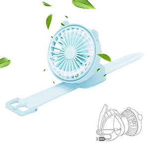 HR Mini Wrist Fan for Kids,Small Folable Watch Fan with Comfortable Wrist Strap,Personal Portable Handheld Fan for Childrens Boys Girls,USB Rechargeable Fashion Compact Summer Fan (Blue)