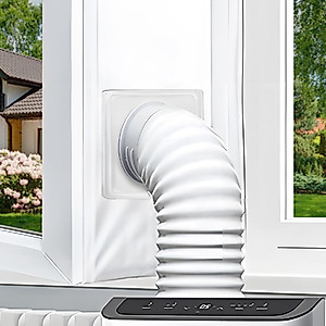 gulrear Portable Air Conditioner Window Seal Kit with Hose Connection Adapter 158"/400cm Portable A/C Window kit For Casement Windows Sealing AC Window Seal Vent Kit Hot Air Stop Air Exchange Guards…