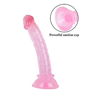 6 Inch Small Pink Jelly Dildo Realistic Mini Crystal Clear Dildo with Suction Cup for Women Adult Sex Toy