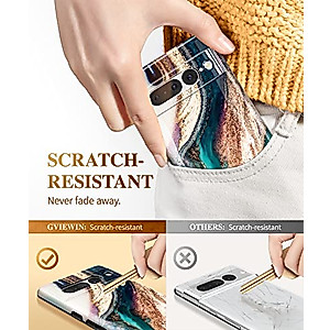 GVIEWIN Google Pixel 7 Pro 6.7" Case, Stylish Marble Pattern TPU Slim Shockproof Protective Cover - Drift Sand/Brown