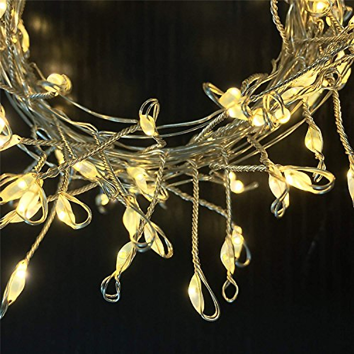 100 LED Cluster Fairy Light,Silver Wire Firecrackers String Copper Garland,USB Interface,Waterproof,Christmas Holiday Decoration,Indoor/Outdoor Bedroom,Garden,Yard,Patio (8.2ft,2 Pack,Warm White)
