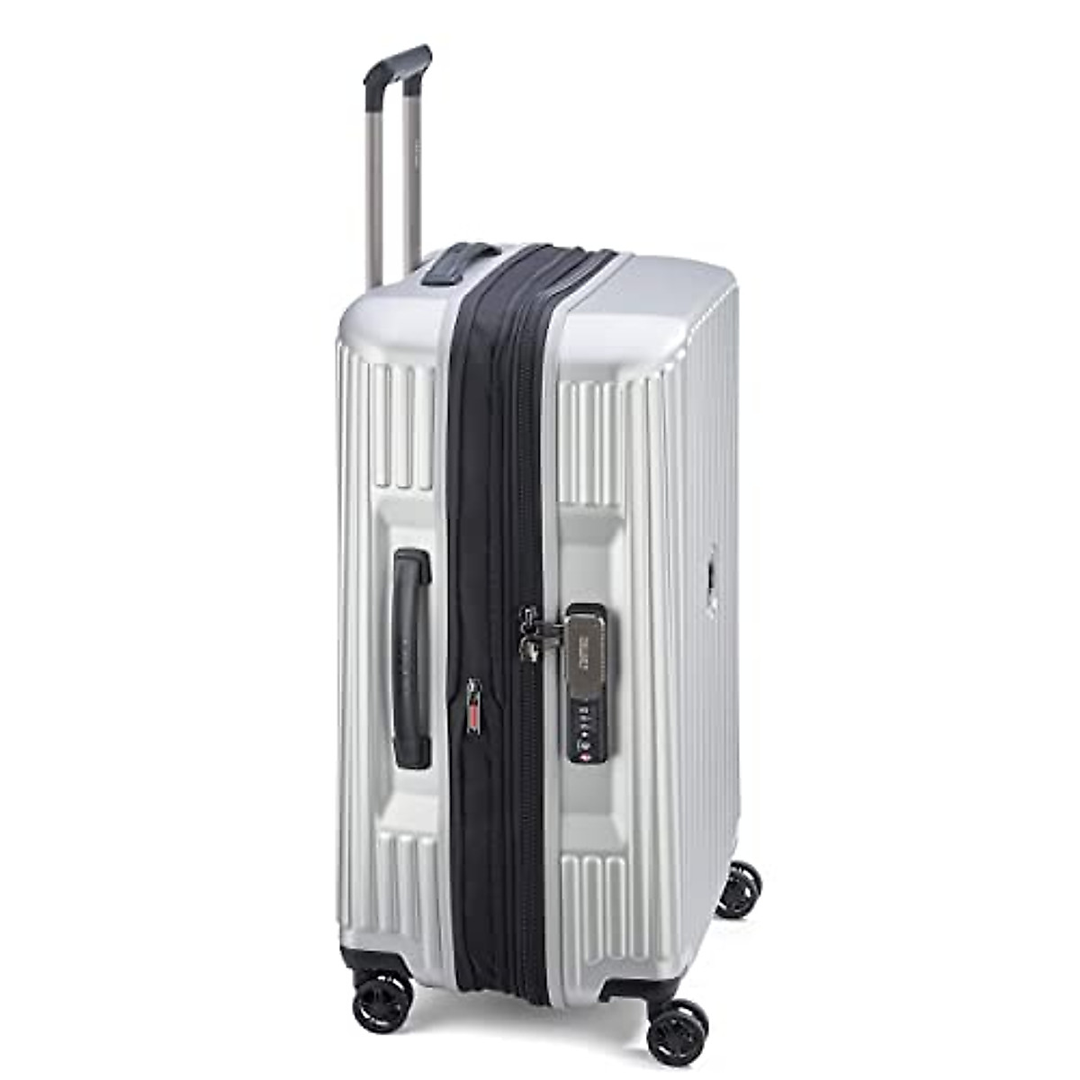 DELSEY PARIS Securitime Expandable Luggage with Spinner Wheels, Silver, Checked-Medium 25 Inch