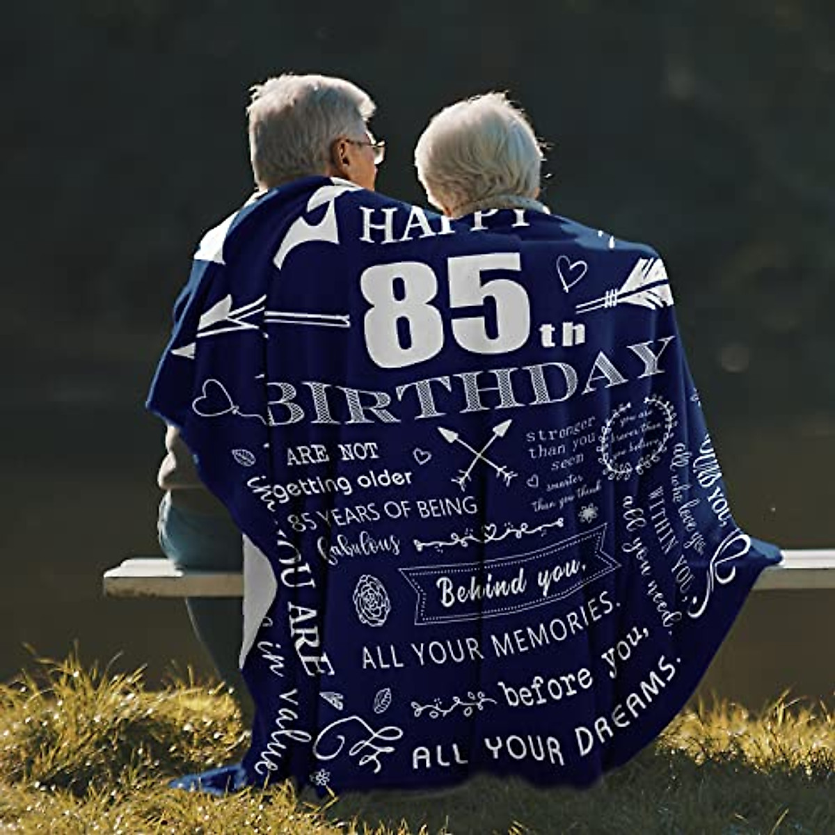 Henazin 85th Birthday Gifts for Women, 85th Birthday Gifts for Men, 85th Birthday Decorations, 85 Birthday Gifts for Men Women Dad Mom Husband Wife Friend, Happy 85 Birthday Throw Blankets 60” X 50”