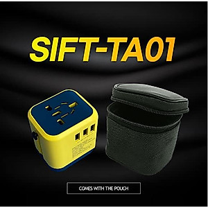 International Travel Plug Adapter by SIFT - Dual AC Sockets + 4 USB with 1 QC 3.0 USB and 1 PD-Type C