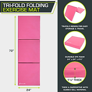 ProsourceFit Tri-Fold Folding Exercise Mat - Pink