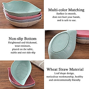 TIE-DailyNec 8 PCS Sauce Dish Leaf Shape, Soy Sauce Dishes Mixed Color Dipping Bowls Mini Plastic Seasoning Dish Appetizer Plates