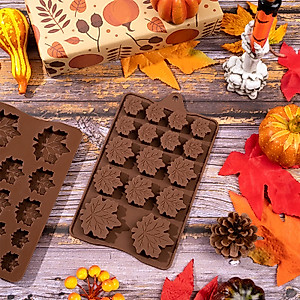 Whaline 4 Pack Silicone Maple Leaves Mold 3 Size Autumn Fall Fondant Resin Mould Brown Leaf Shape Coffee Candy Baking Molds for DIY Craft Fall Harvest Thanksgiving Halloween Cupcake Cake Topper Decor