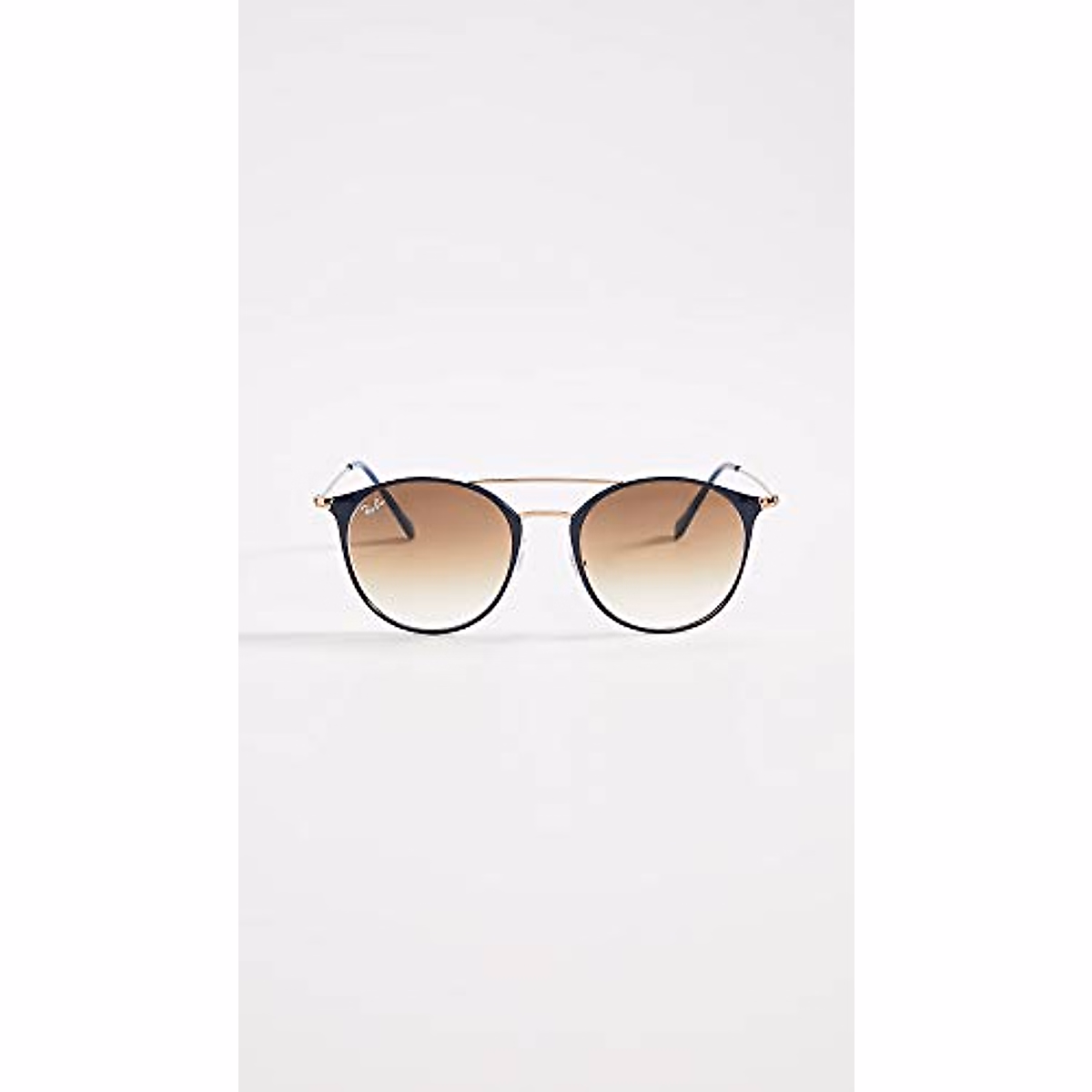 Ray-Ban RB3546 Round Sunglasses, Dark Blue On Copper/Clear Gradient Brown, 52 mm