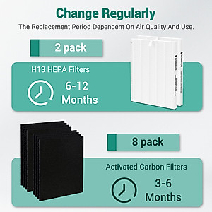 C545 Replacement Filter S for Winix C545 Air Purifier - Part# 1712-0096-00 and 2522-0058-00, 2 True HEPA(H13) Filter + 8 Activated Carbon Filters