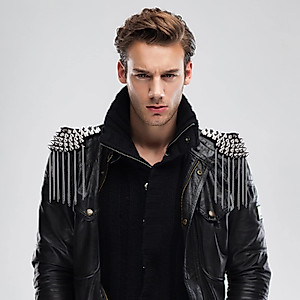 BESTOYARD Fringe Shoulder Pieces Rivet Tassel Chain Epaulet Shoulder Boards Badge Uniform Accessories (Silver)