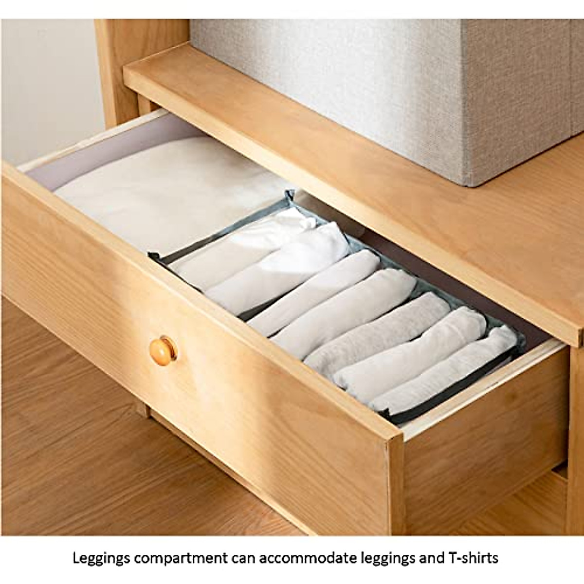 funluck Drawer Organizer for Clothes Jeans Compartment Storage Box Wardrobe Closet Organizers Storage Baskets Foldable Easy to Clean Save Space Clothes Drawer Mesh for Bedroom (2Gy,7grids-M)