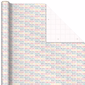 Hallmark Christmas Wrapping Paper for Kids with Cut Lines on Reverse (3 Rolls: 120 Sq. Ft. Ttl.) Multicultural Santa Claus, Ornaments on Black, "Merry Christmas" in Red, Green and Yellow