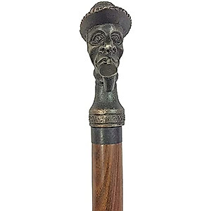 Handmade Metal Head Engraved Sherlock Homes Spy Steampunk Walking Stick Cane Aluminium Man Handle Wooden Walking Stick (2 Fold Wooden Walking Cane