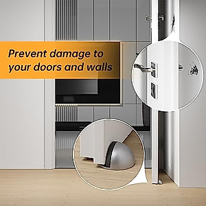 AONAYIOA 4 Pack Door Stoppers, 3M Adhesive Door Stopper, Stainless Steel Half Dome Floor Door Stop, Brushed Nickel Door Stops, No Drill Door Stopper for Office, Bedroom, Living Room, Bath Shower Room