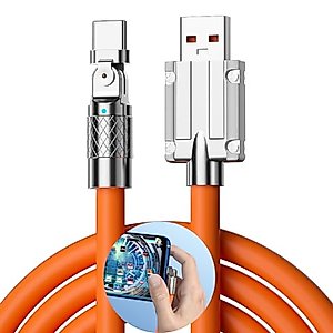 Chubby USB C Cable,180° Rotating USB C Charger Cable,USB A to USB C Charging Cable,Orange,3.3ft,Compatible with Samsung Galaxy S10,Note 9,A11,Moto Z2 (not Compatible with i-Phone)