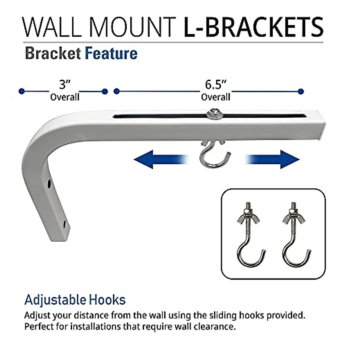 Akia Screens 100 inch Projector Screen Pull Down Manual B 16:9 8K 4K HD 3D Ceiling Wall Mount White Portable Projection Screen Retractable Auto Locking AK-M100H1 with 10 inch L-Bracket White AK-ZLB10W
