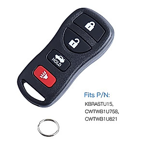 Keyless Entry Remote Key Fob Replacement for Nissan Murano Altima Armada Sentra 350Z / Infiniti I35 G35 KBRASTU15, CWTWB1U758, CWTWB1U821 4Btn (Pack of 2)