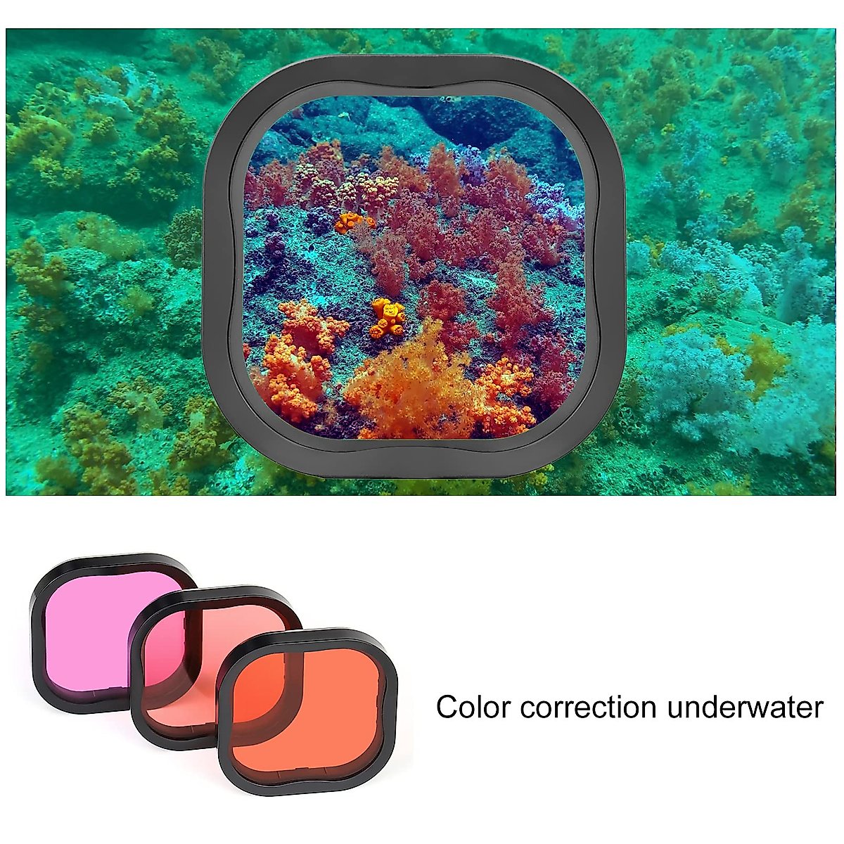 GEPULY Waterproof Case with Dive Filters for GoPro Hero 13 12 11 10 9 Black, 60M Underwater Protective Dive Housing Case with Red, Snorkel, Magenta, 5X Close-up Macro Filters