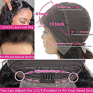 UNANCY Straight Lace Front Wigs Human Hair Pre Plucked Hairline Glueless 180% Density 13×4 HD Transparent Wigs for Women Human Hair with Baby Hair Natural Color (24 Inch)