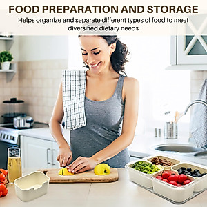 CODIEKEY Snackle Box Container, Dishwasher Safe Snack Box for Adult Kids, 4 compartments Plastic Divided Serving Tray with Lid and Handle for Candy, Fruits, Snacks, Nuts, Small,1 Pack