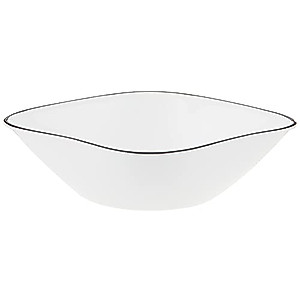 Corelle Vitrelle 6-Piece (22-Oz) Cereal Soup Bowls, Triple Layer Glass and Chip Resistant, Lightweight Square Dinnerware Bowl Set, Simple Lines