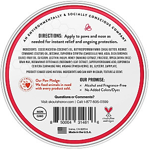 SKOUT'S HONOR Prebiotic Pet Balm - 100% Natural and Made with Manuka Honey, Soothes Dry, Itchy Paws and Noses - Safe for Cats and Dogs, 2oz