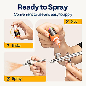 VIVOHOME 30 Color Airbrush Paint Set, Acrylic Air Brush Paints Ready to Spray (No Thinner Needed), Water Based Painting Colors for Artist and Beginners, Includes 6 Metal & 6 Neon, Pack of 30 (20 ml/0.68 Fl Oz)